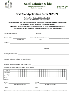 Fillable Online First Year Application Form 2023-24 - Webflow Fax Email Print - pdfFiller