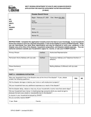 Fillable Online dhhr wv D-SNAP Application (eligibility).pdf Fax Email ...