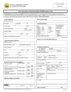 Fillable Online dhhr wv BIOTERRORISM CLINICAL SPECIMEN SUBMISSION FORM ...
