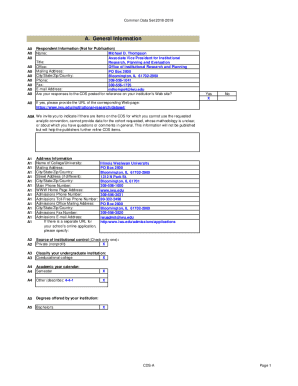 Fillable Online 2018-19.pdf - Common Data Set 2018-2019 A. GENERAL INFORMATION A0 A0 A0 ... Fax ...