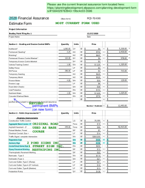 Fillable Online 2020 Financial Assurance Estimate Form - NET Fax Email ...