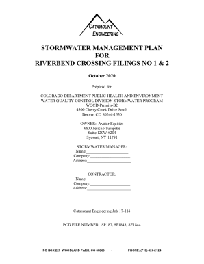 Fillable Online STORMWATER MANAGEMENT PLAN FOR RIVERBEND ... Fax Email ...