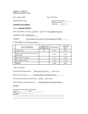 Fillable Online Final Plat Subdivision Summary Form Fax Email Print ...