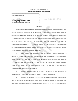 Fillable Online adem alabama ALABAMA DEPARTMENT OF ENVIRONMENTAL ...