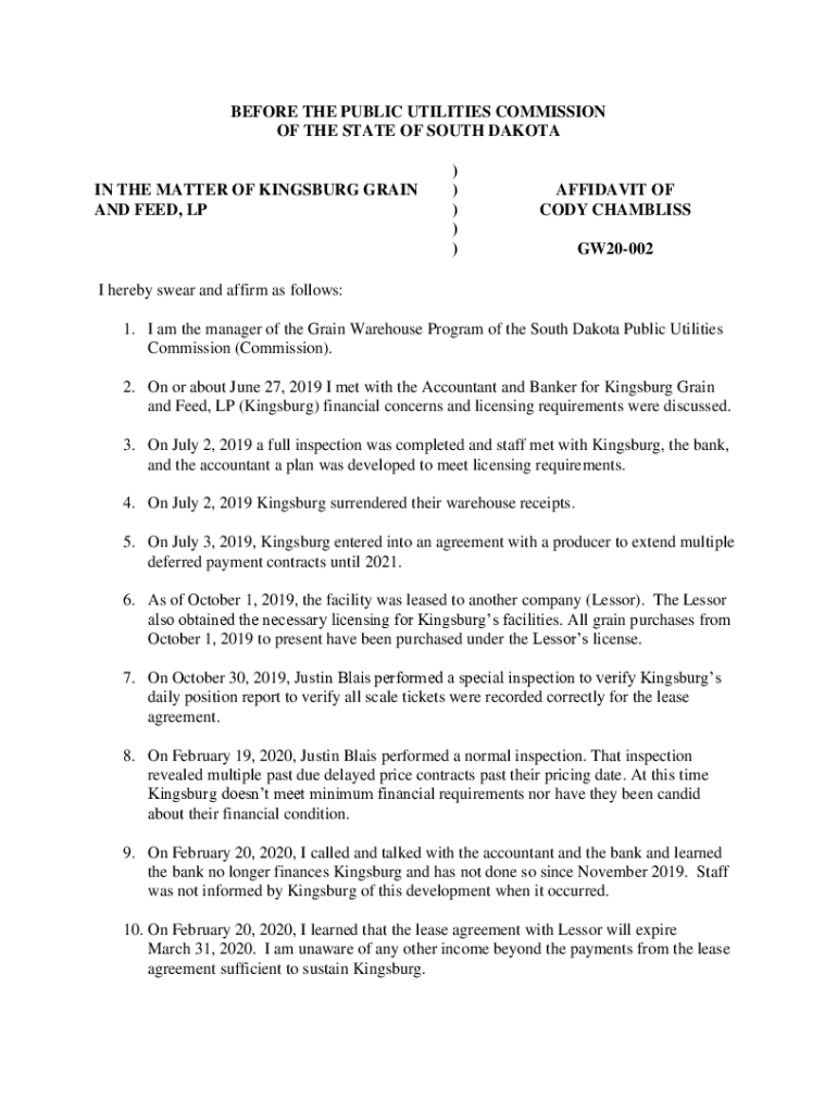 Fillable Online puc sd Cody Chambliss - South Dakota Public Utilities ...