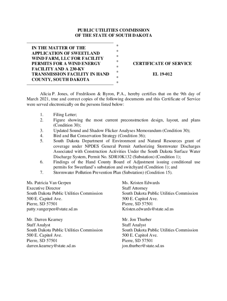 Fillable Online puc sd Application to the South Dakota Public Utilities ...