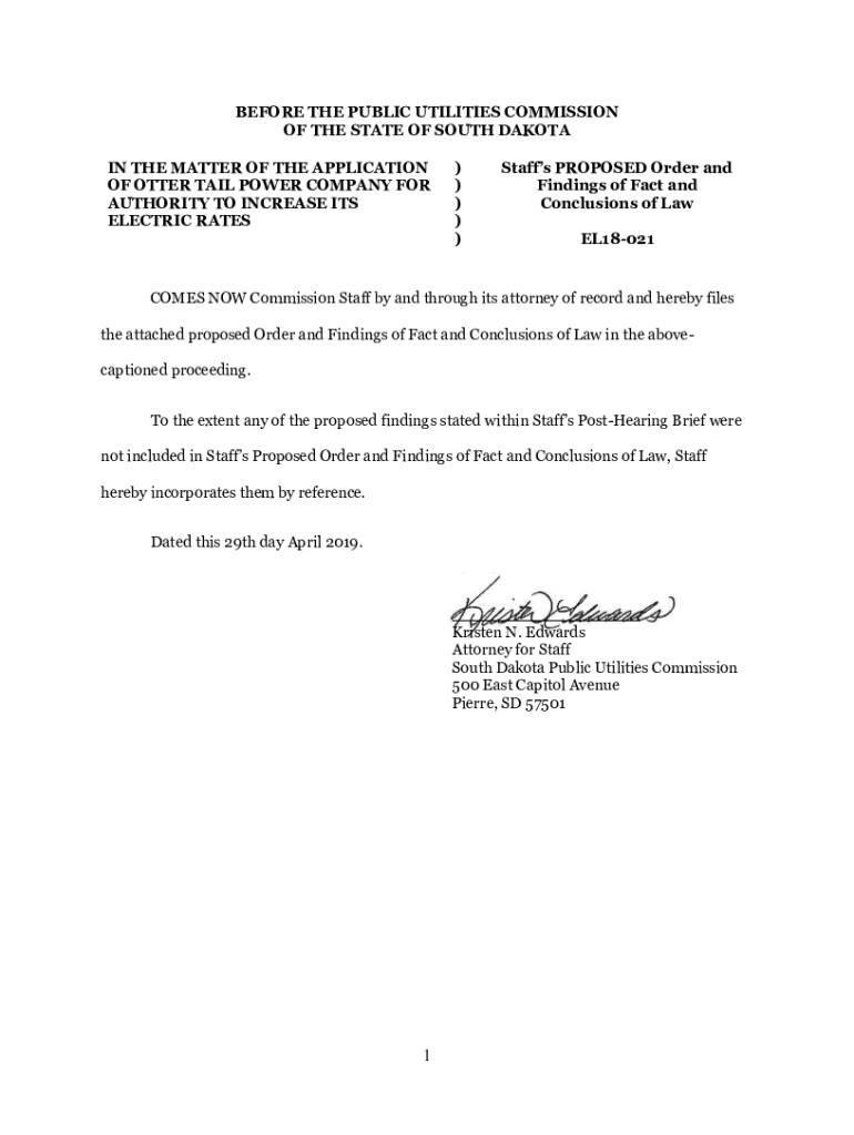 Fillable Online puc sd Before the South Dakota Public Utilities ...