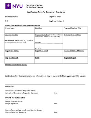 Fillable Online Justification Form for Temporary Assistance Fax Email ...