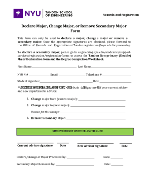 Fillable Online Declare Major, Change Major, or Remove Secondary Major Form Fax Email Print ...