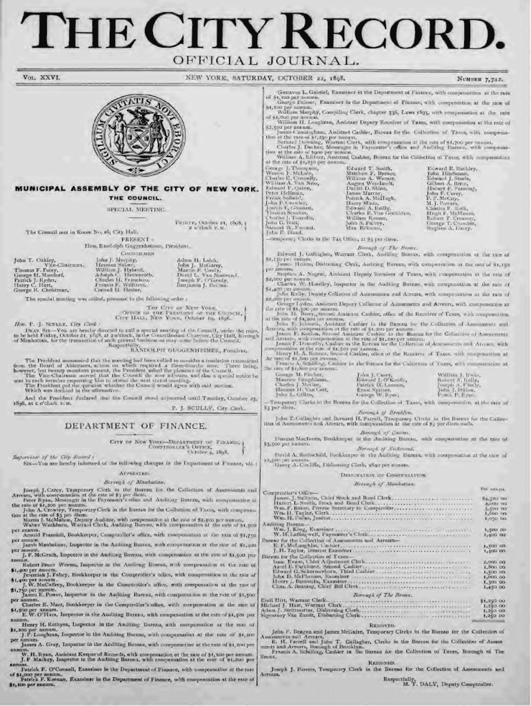 Fillable Online The City Record: Official Journal - New York (N.Y ...