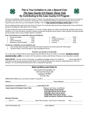 Fillable Online extension purdue The Cass County 4-H Classic Clover ...