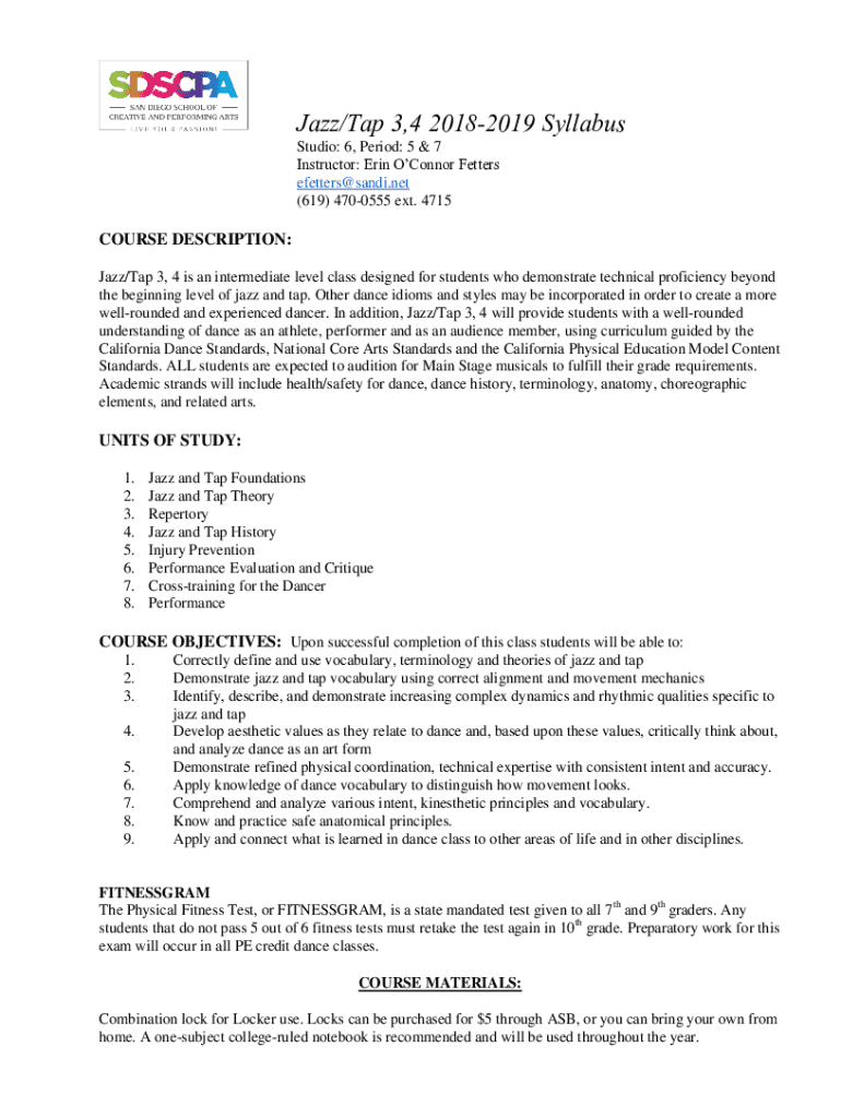 Fillable Online Free Tap Dance Syllabus with Videos Fax Email Print ...