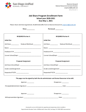 Fillable Online Job Share Program Enrollment Form Fax Email Print ...