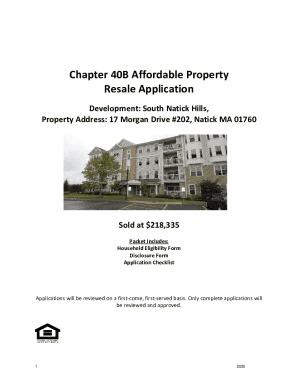 Fillable Online Chapter 40B Affordable Property Resale Application ...