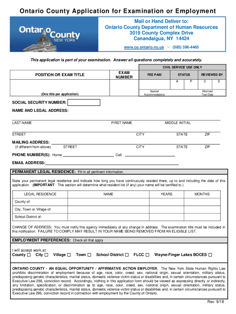 Fillable Online xdocs.netdocumentsontario-county-applicationOntario ...