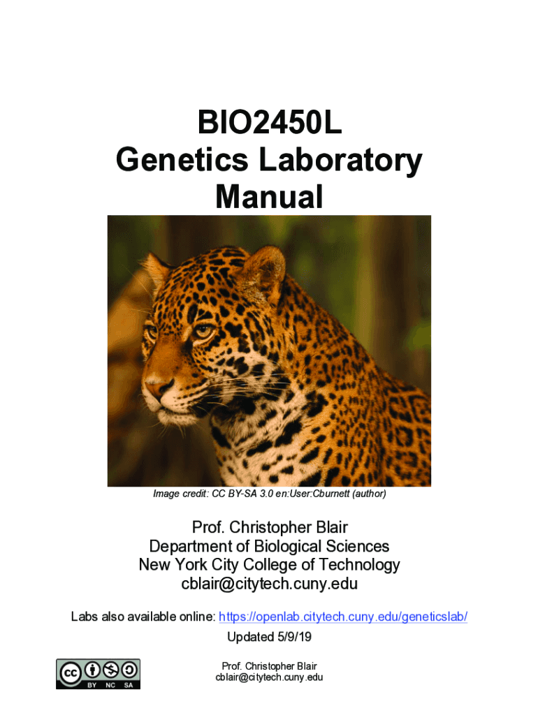 Fillable Online openlab citytech cuny BIO2450L Genetics Laboratory ...