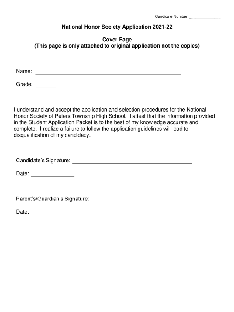 Fillable Online The purpose of the National Honor Society is fourfold Fax Email Print - pdfFiller