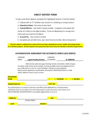 Fillable Online loganhocking k12 oh Standard Form 1199A - Direct ...