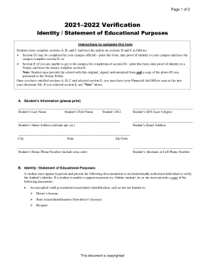 Fillable Online Identity/Statement of Educational PurposeFinancial Aid ...