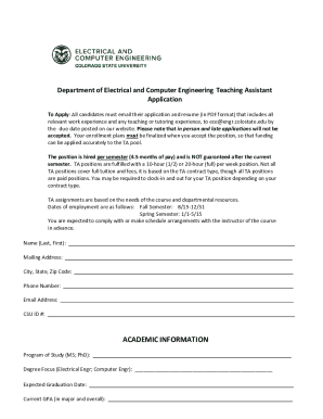 Fillable Online Graduate Teaching AssistantshipsDepartment ofGraduate ...