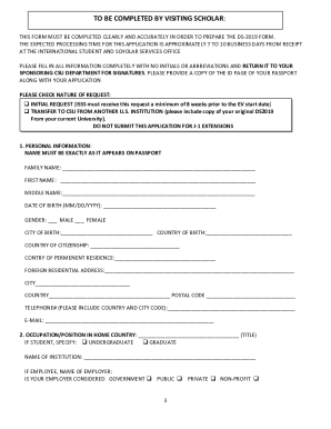 Fillable Online ds-2019 initial request packet - Colorado State ...