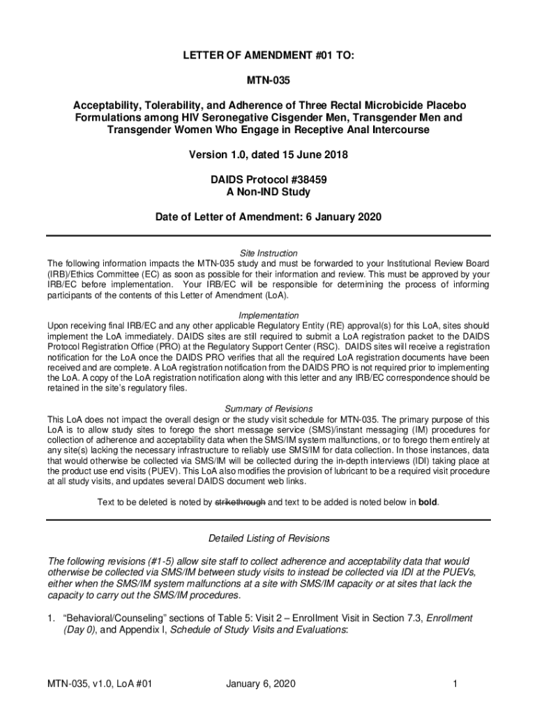 Fillable Online Letter of Amendment Template - HPTN Fax Email Print ...