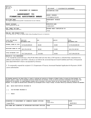 Fillable Online www2 ntia doc FORM CD-451 GRANT COOPERATIVE AGREEMENT U ...