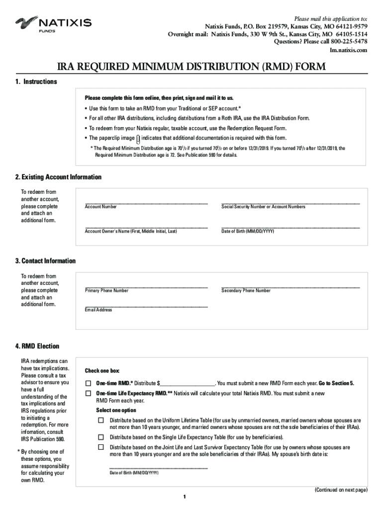 Fillable Online IRA REQUIRED MINIMUM DISTRIBUTION (RMD) FORM Fax Email ...