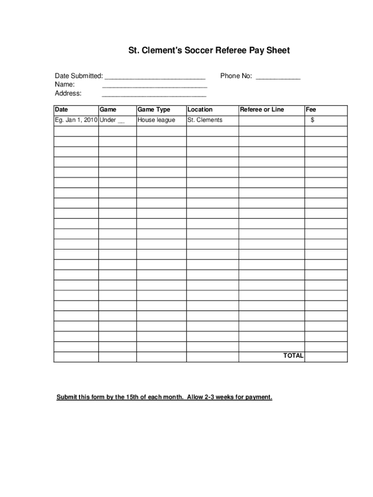 Fillable Online St. Clement's Soccer Referee Pay Sheet - cdn1.sportngin ...