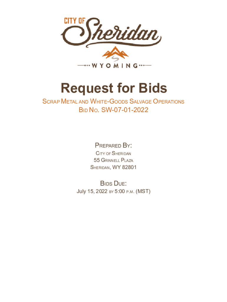 Fillable Online Request for Bids - Scrap Metal and White Goods Salvage ...