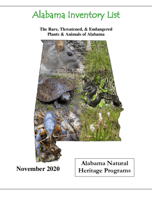 Fillable Online Endangered and Threatened Animal Species of Alabama Fax ...