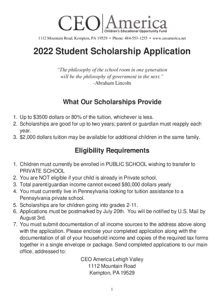 Fillable Online CEO America - Children's Educational Opportunity Fund ...