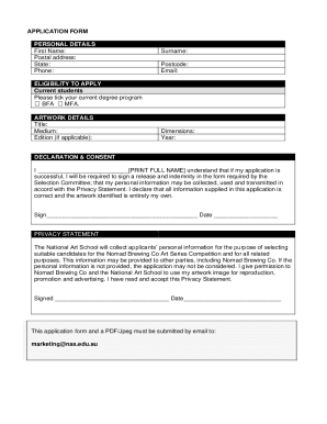 Fillable Online nas edu NOMAD-Application-Form.pdf - National Art School Fax Email Print - pdfFiller