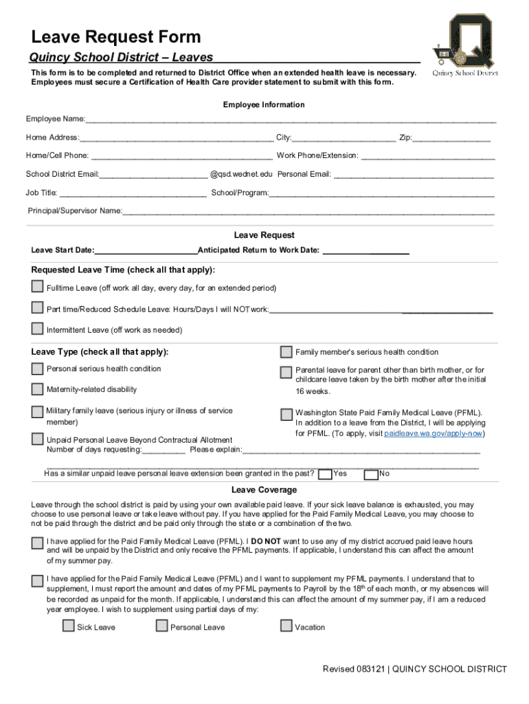 Fillable Online Leave Request Form Fax Email Print - pdfFiller