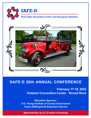 Fillable Online Conference - Texas State Association of Fire and Emergency DistrictsSAFE-D Fax ...