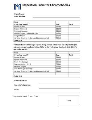 Fillable Online Inspection Form for Chromebook Fax Email Print - pdfFiller