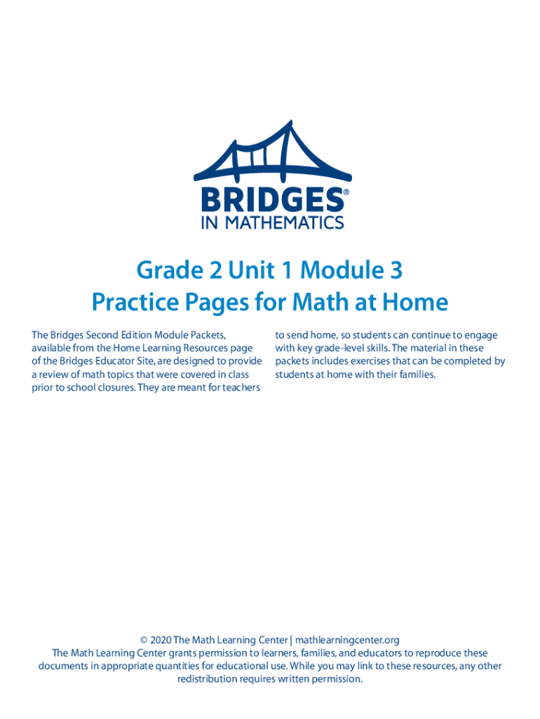 Fillable Online Grade 2 Unit 1 Module 3 Practice Pages for Math at Home ...
