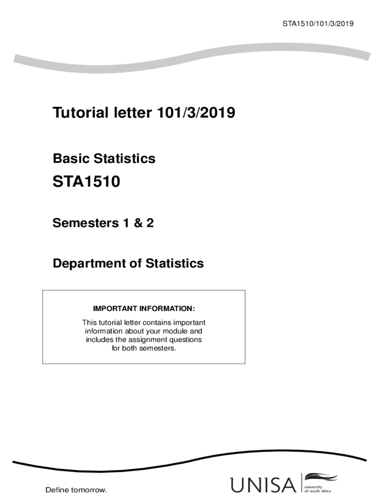 Fillable Online gimmenotes co 101 2019 3 b - Tutorial letter Basic ...