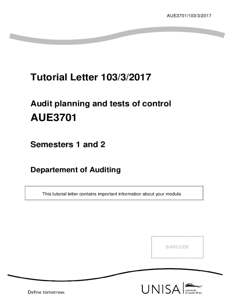 Fillable Online gimmenotes co AUE3701 - Unisa - Audit Planning and ...