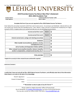 Fillable Online PARENT NON-FILER'S STATEMENT Fax Email Print - pdfFiller