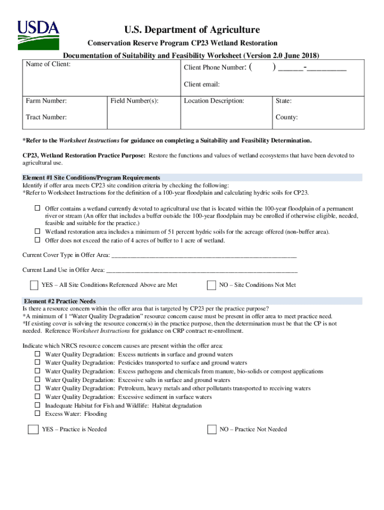 Fillable Online US Department of Agriculture - Conservation Reserve ...