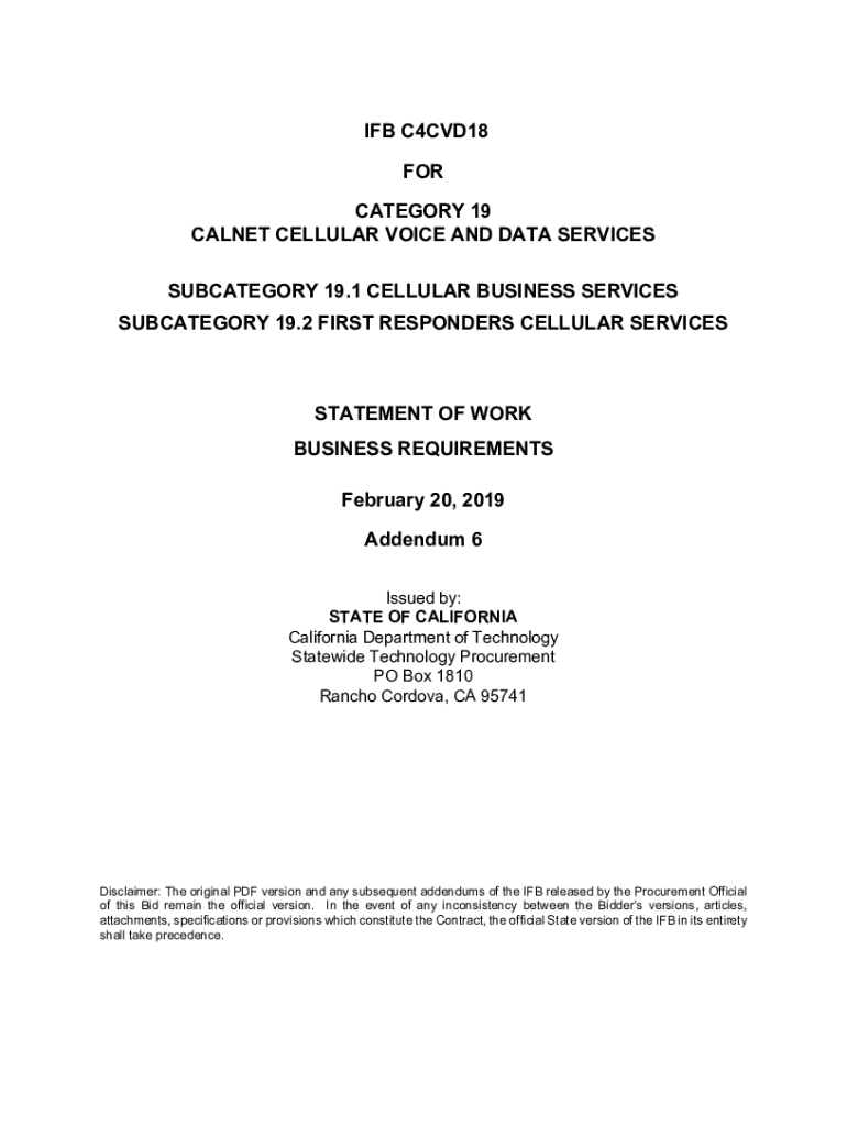 Fillable Online Category 19 - CALNET Cellular Voice and Data Services ... Fillable Online Category 19 - CALNET Cellular Voice and Data Services ...