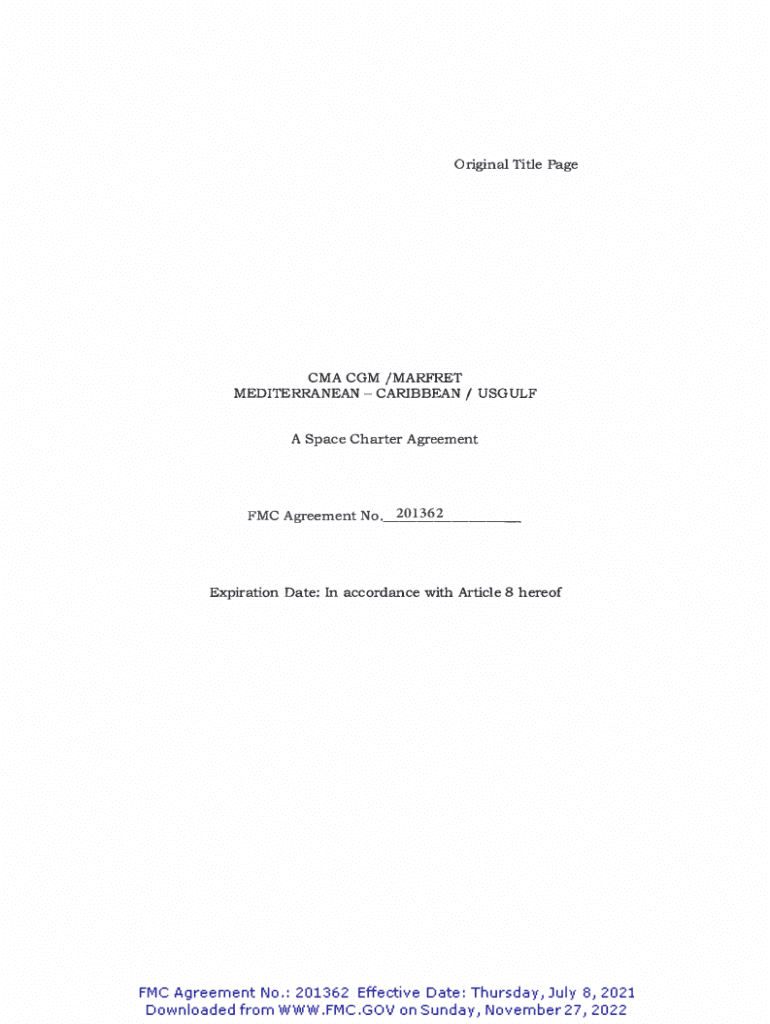 Fillable Online www2 fmc Original Revised Title Page CMA CGM/ MARFRET ...