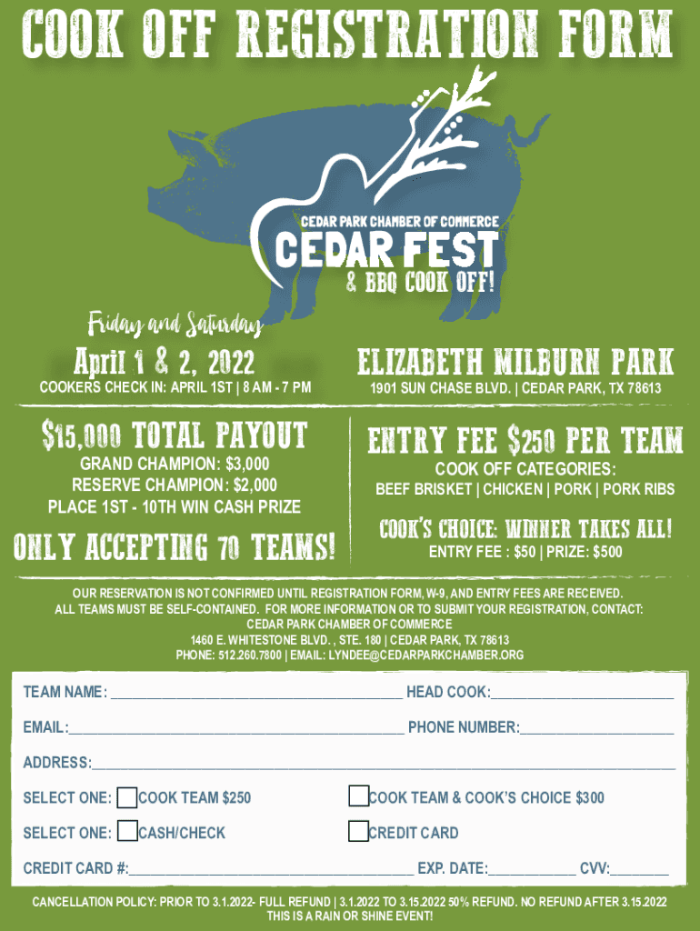 Fillable Online Chili Cook Off Registration Form TemplateJotform Fax ...