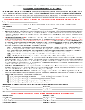 Fillable Online Listing Exemption Authorization for RESIDENCE Fax Email Print - pdfFiller