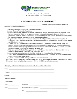 Fillable Online Chamber Ambassador Agreement Fax Email Print - pdfFiller