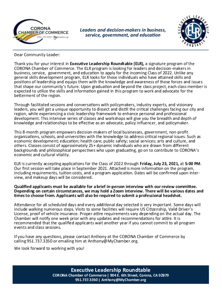 Fillable Online Executive Leadership Roundtable Fax Email Print - pdfFiller