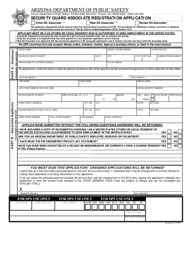 Fillable Online security guard associate registration application Fax ...