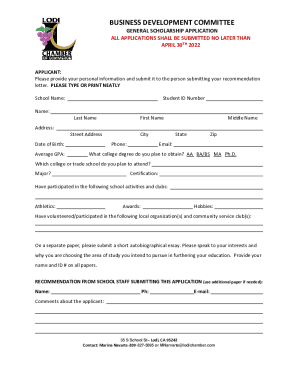 Fillable Online General Scholarship Application Form TemplateJotform Fax Email Print - pdfFiller