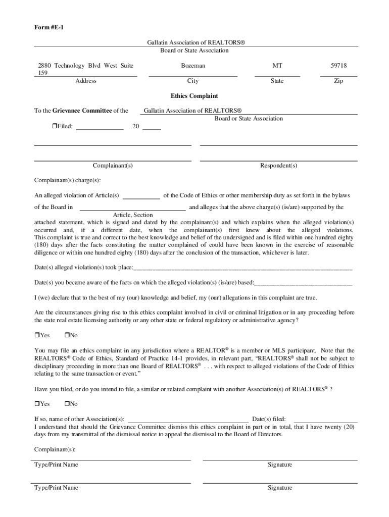 Fillable Online Fillable Online tbor Form #E1 Teton Board of REALTORS ...